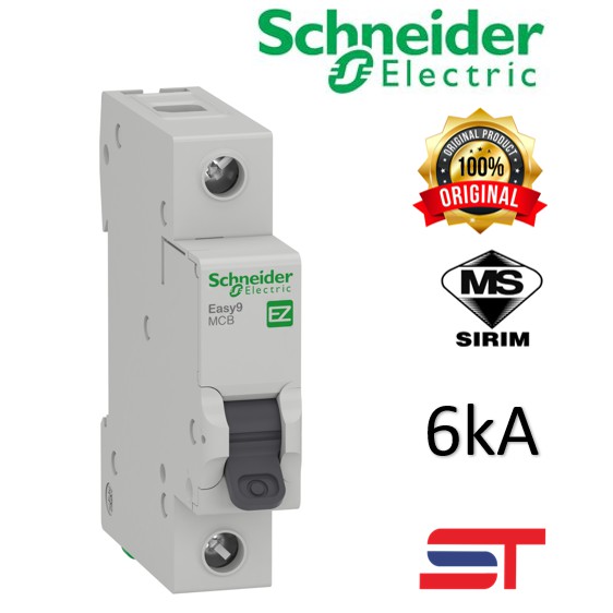 Schneider Easy9 6A 10A 16A 20A 32A 1 Pole MCB 6kA / 1POLE MCB SIRIM APPROVED / Miniature Circuit ...