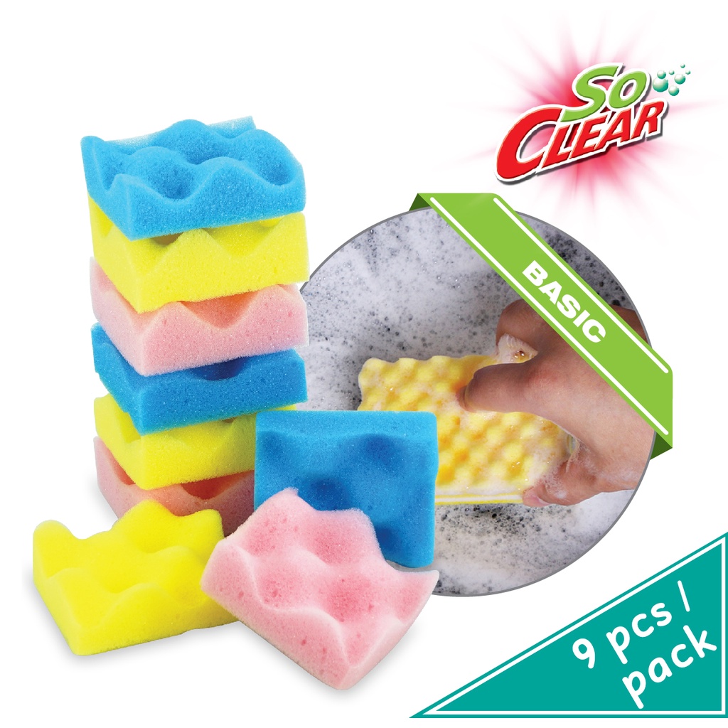 SO CLEAR BASIC 5,9Pcs/Pack Non-Scratch Dishwash Sponge, Multi-Purpose ...