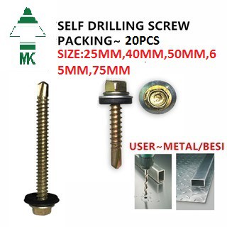 Self Drilling Screw skru besi skru bumbung Hexagon Head #12 with Bonded ...