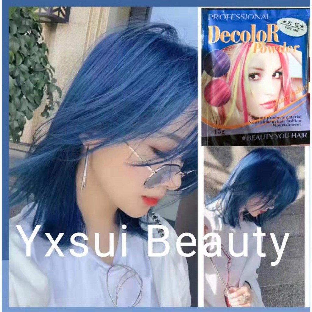 Blue - - Decolor Powder Hair Dye Li High Nutrition Color Bleaching ...