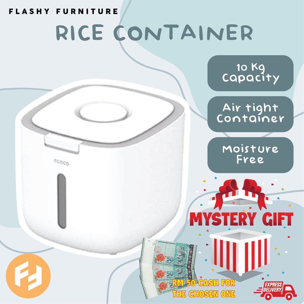 [READY STOCK] 10kg ECOCO Rice Storage Container Box Insect Moisture ...