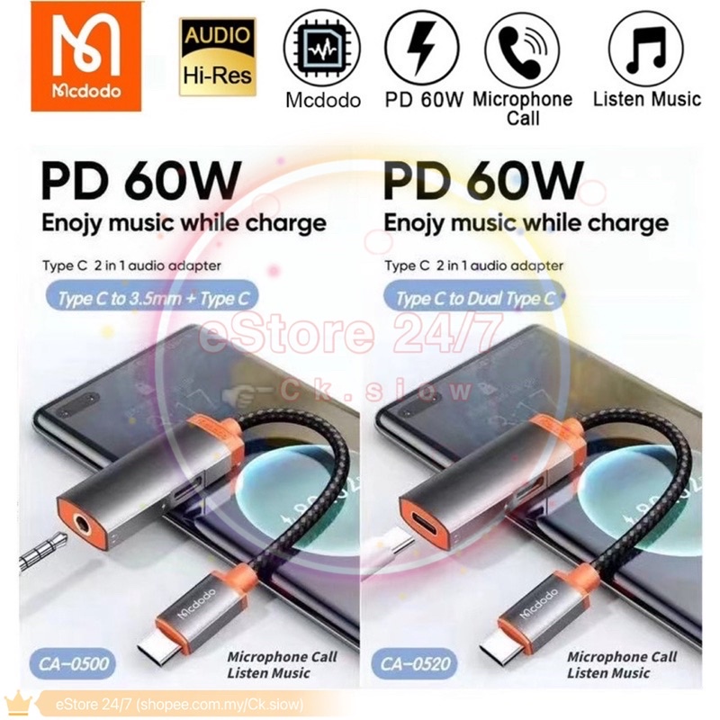 MCDODO CA 0500 0520 0490 0671 PD 20W Fast Charging 60W Type C to 3.5mm ...