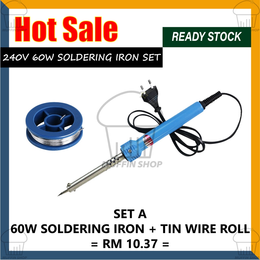 60W Adjustable Soldering Iron Kit Solder Tools Welding Set Rosin Paste ...
