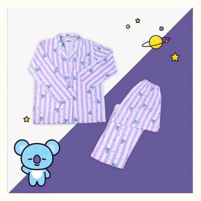 BTS BT21 Long Sleeve Pyjamas Set Pajamas for night | Shopee Malaysia