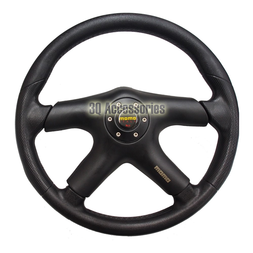 MOMO 14 inch Full PU Steering Wheel - Black | Shopee Malaysia