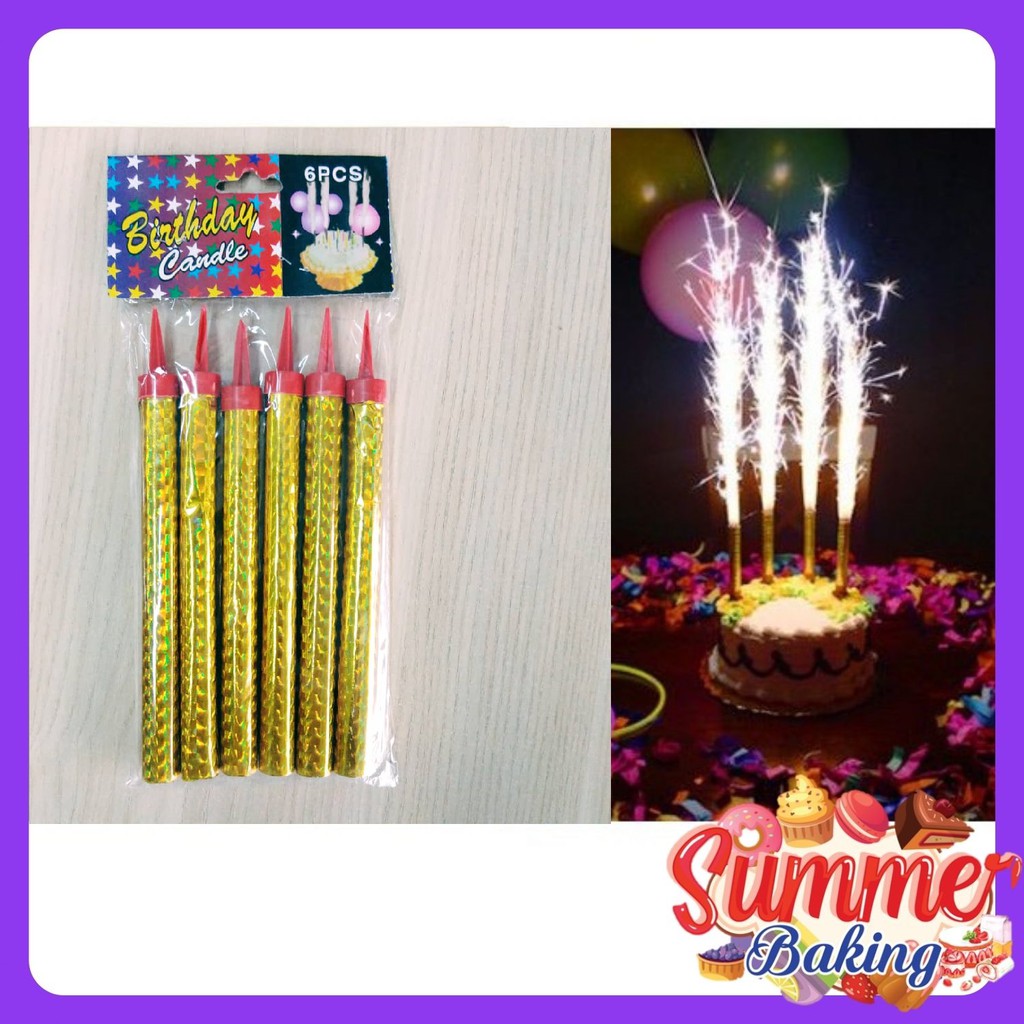 6 pieces Long Fire Spark Candle 15cm For Birthday Party Celebrations ...