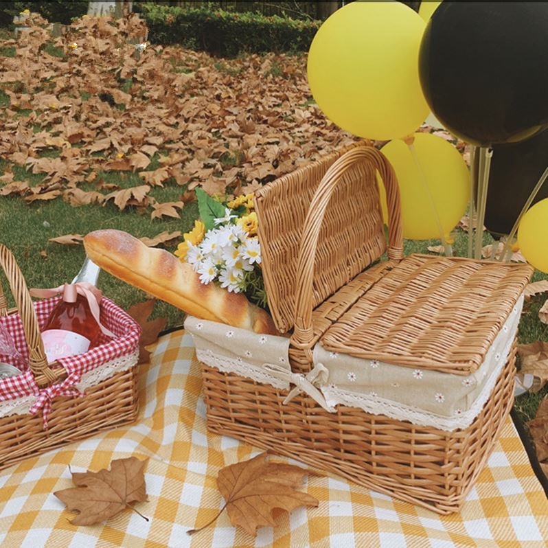 Rattan wicker picnic basket storage basket photography photo basket ...