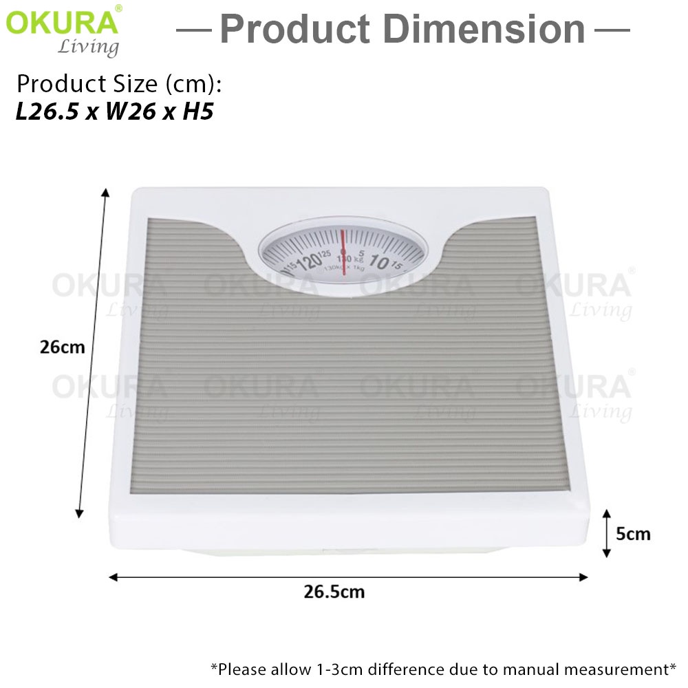 OKURA Transparency Digital / Mechanical Weighing Scale 33cm Diameter Round / 28cm Square ...