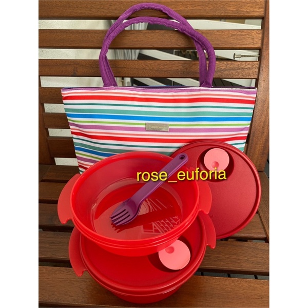 Tupperware Microwaveable Crystalwave Bowl Lunch Set with Cutlery and ...