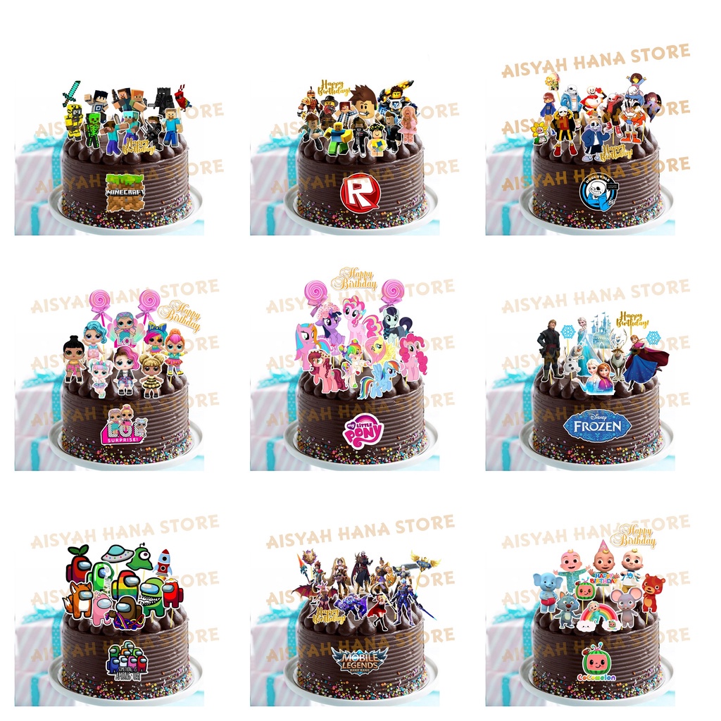 AHS Many Variation Cake Topper 3 Decoration Birthday Party Kek Hiasan ...