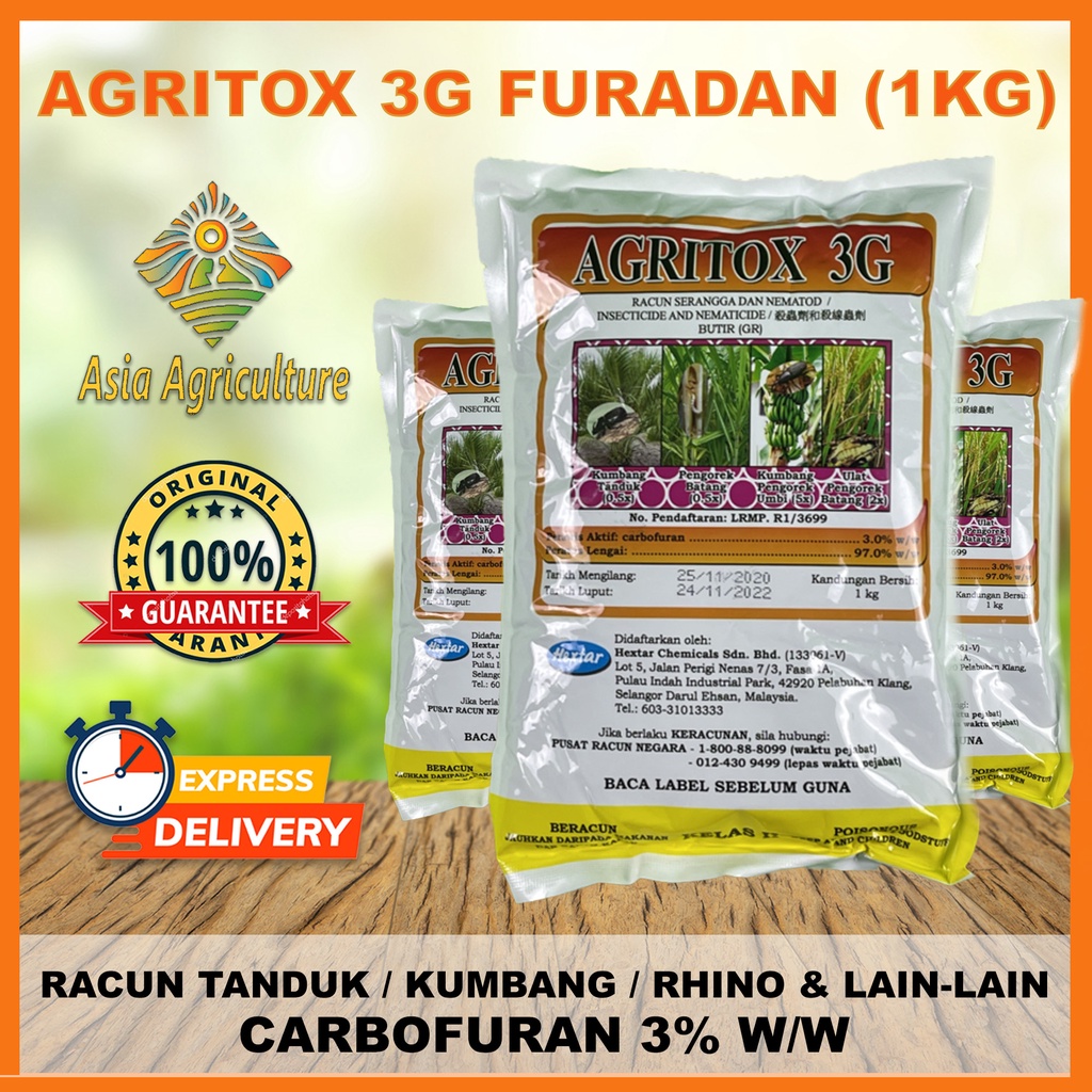 ASIA AGRICULTURE AGRITOX 3G 1KG RACUN TANDUK KUMBANG RHINO BEETLES ANAI ...