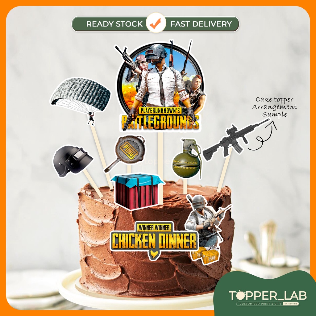 Custom Design Cake Topper - PUBG - Happy Birthday - Winner Chicken ...