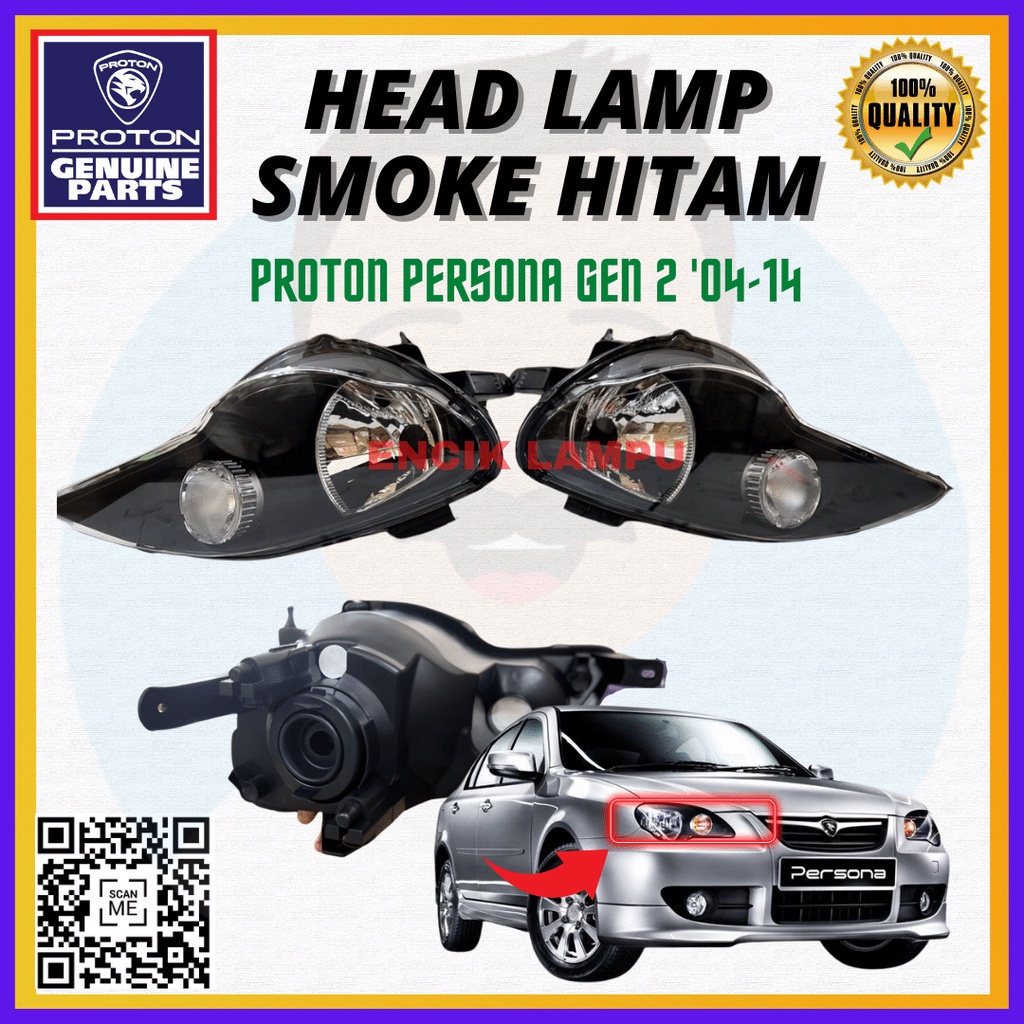 FASTLINK PROTON PERSONA GEN2 LAMA HEAD LAMP SMOKE HITAM LAMPU BESAR 100 ...