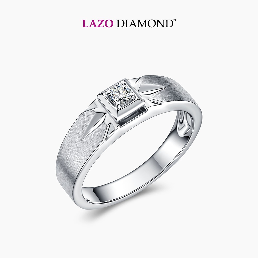 LAZO DIAMOND Men's Spark Chink Solitaire Diamond Ring in 9k White Gold ...