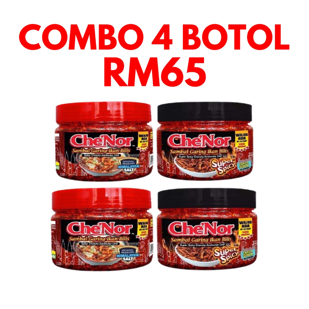 CHE NOR COMBO 4 BOTOL Sambal Garing Ikan Bilis | Shopee Malaysia