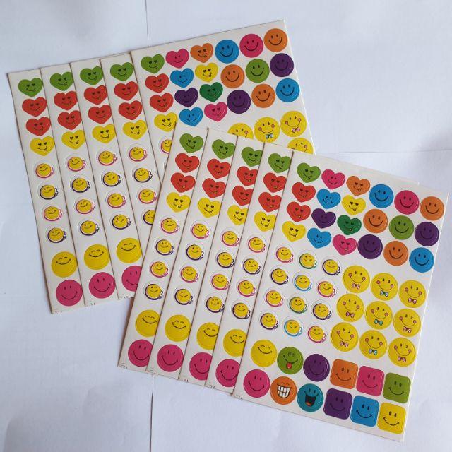 10 sheets of different shapes smiley emoji stickers | Shopee Malaysia