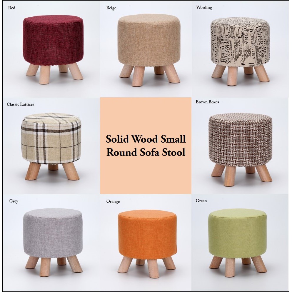 Solid Wood Small Round Sofa Stool (4 legs) | Shopee Malaysia