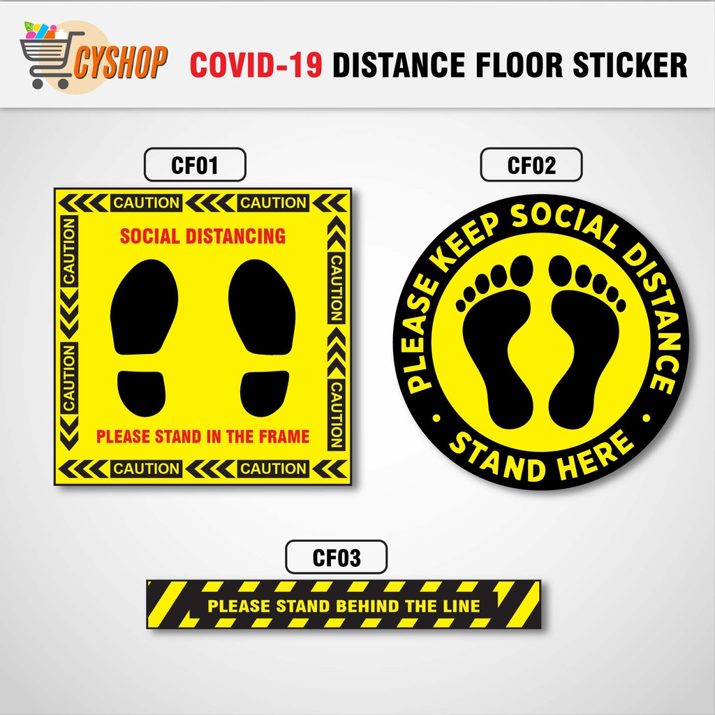 COVID-19 DISTANCE FLOOR STICKER (KEEP 1 METER SAFE DISTANCE) | Shopee ...