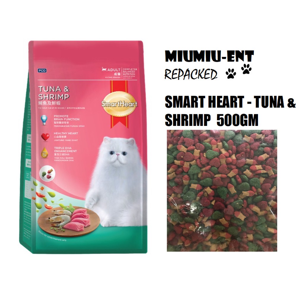 Repacked Smart Heart Adult Cat - Tuna & Shrimp 500gm / Repak Makanan ...