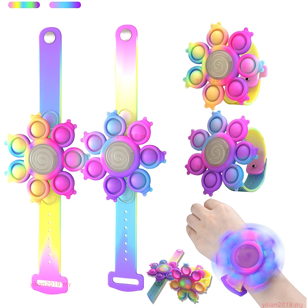 Pop Push Bracelets Dimple Bubble Wristband Spinner Led Light Wearable ...