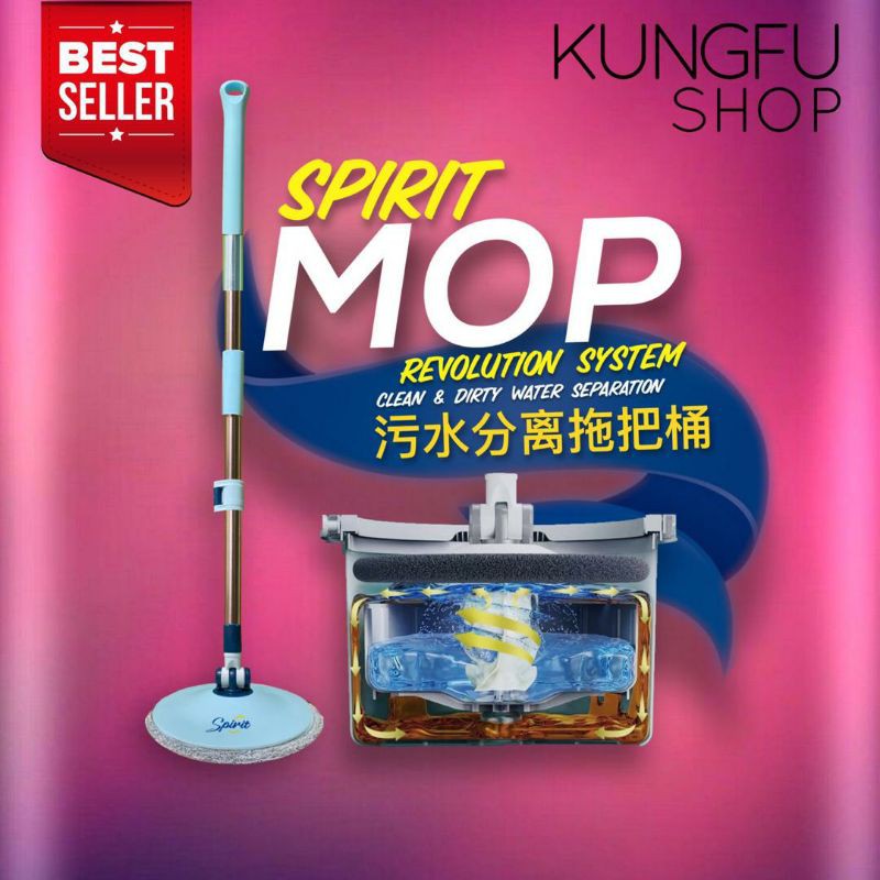 【Ready stock】Spirit Sewage separation mop bucket【现货】 污水分离拖把桶/自动分开干净水，污水 ...