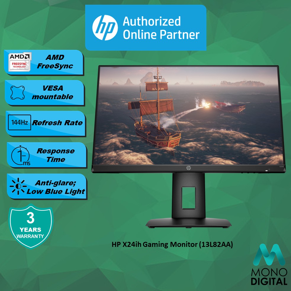 HP Gaming Monitor x24ih - AMD FreeSync/ 144Hz/ Pivot Rotation/ 23.8 ...