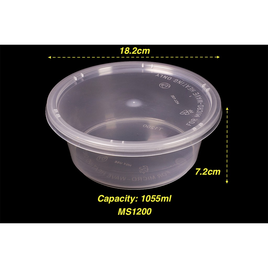 Large Round Plastic Food Container With Lid / Bekas Plastik Bulat ...
