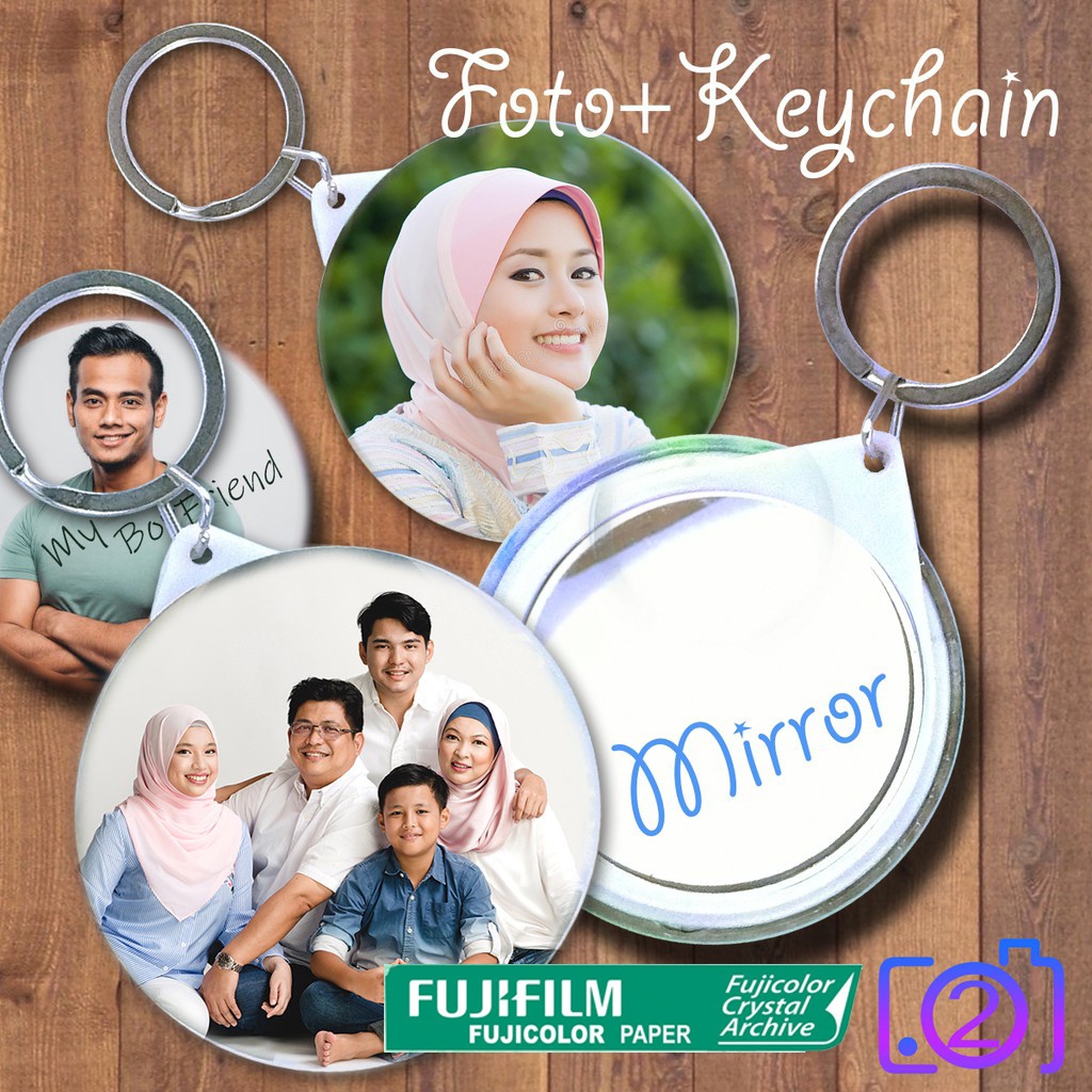 Keychain + foto @58mm-Custom-Gambar anda /fujipaper photo keychain ...