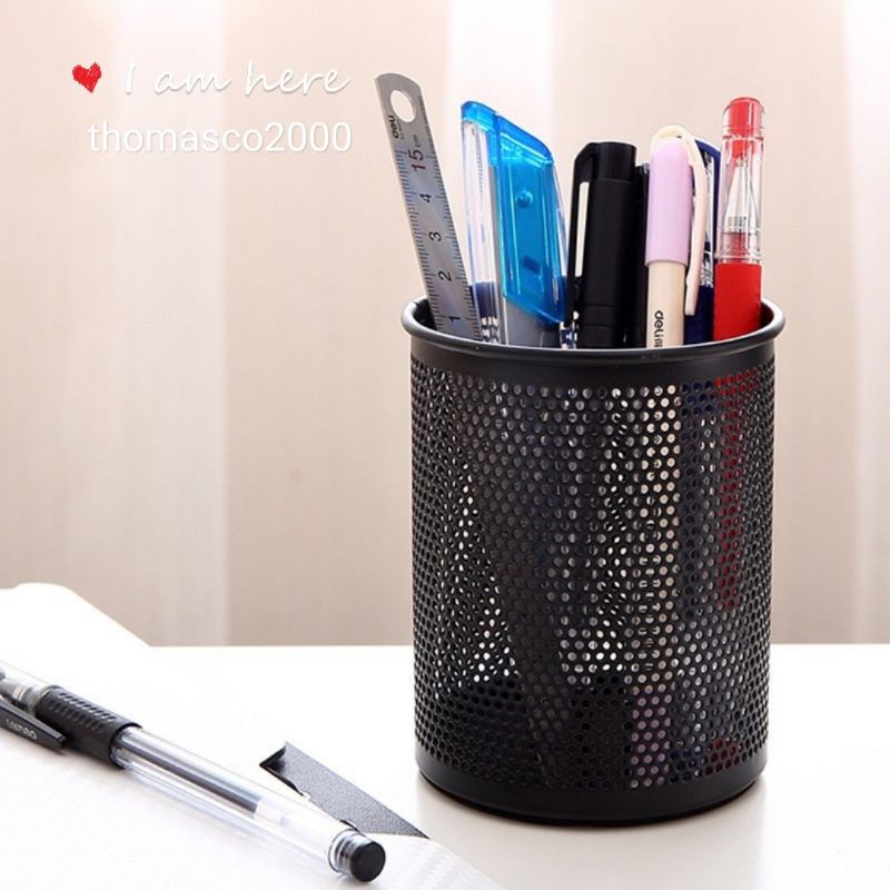 Metal Pen Holder Multi Function Round Mesh / Bekas Penyimpan Pen ...