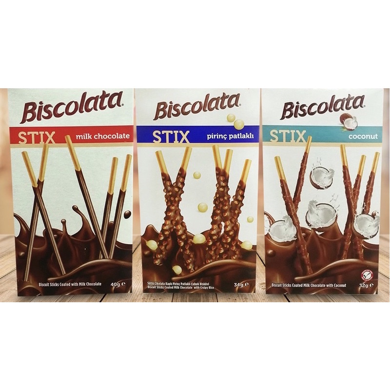 Biscolata Stix [Milk Chocolate with Crispy Rice/Chocolate with Coconut ...