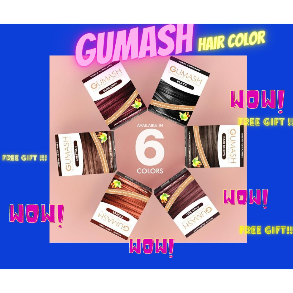 [ FREE GIFT ] GUMASH HAIR COLOR / 6 COLOR SINGLE PACK | Shopee Malaysia