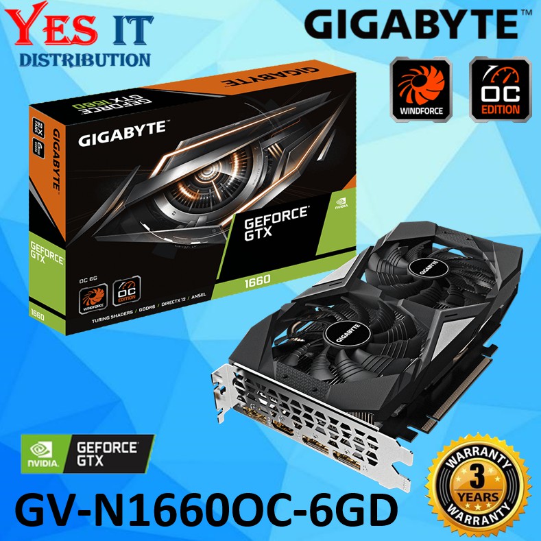 Gigabyte GeForce GTX1660 OC 6GB GDDR5 192BIT VGA Graphic Card (GV ...