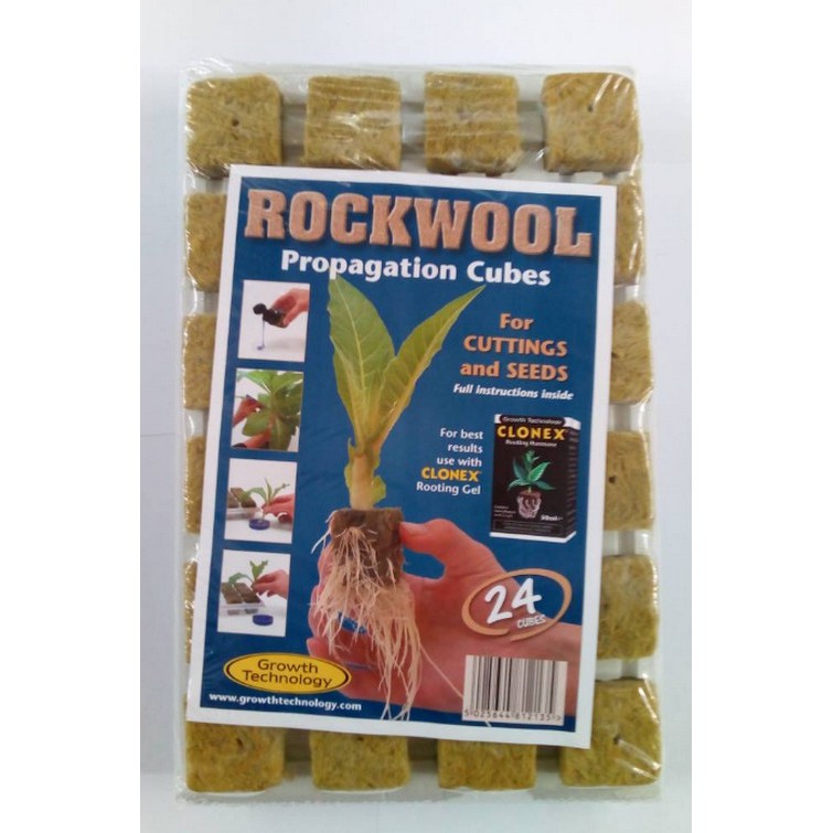 Growth Technology Rockwool Propagation Cubes 24pcs (With PVC Seedling ...