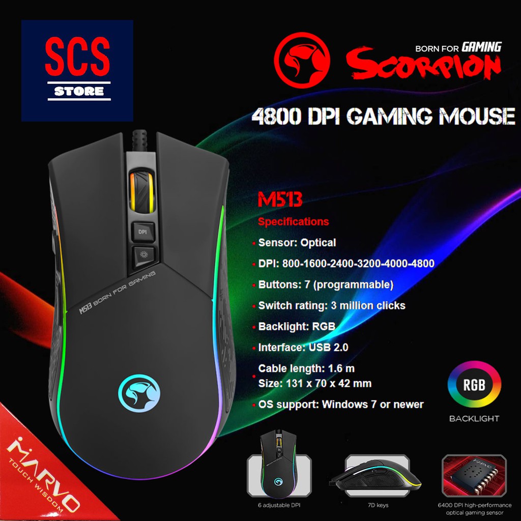 MARVO M513 SCORPION 4800dpi GAMING MOUSE | Shopee Malaysia