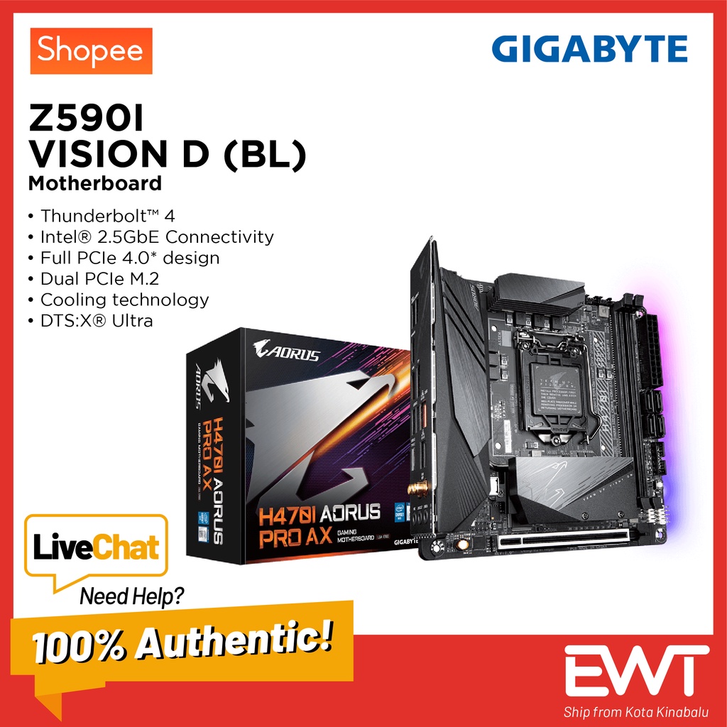 GIGABYTE Z590I VISION D (BL) Motherboard 100% ORIGINAL | Shopee Malaysia