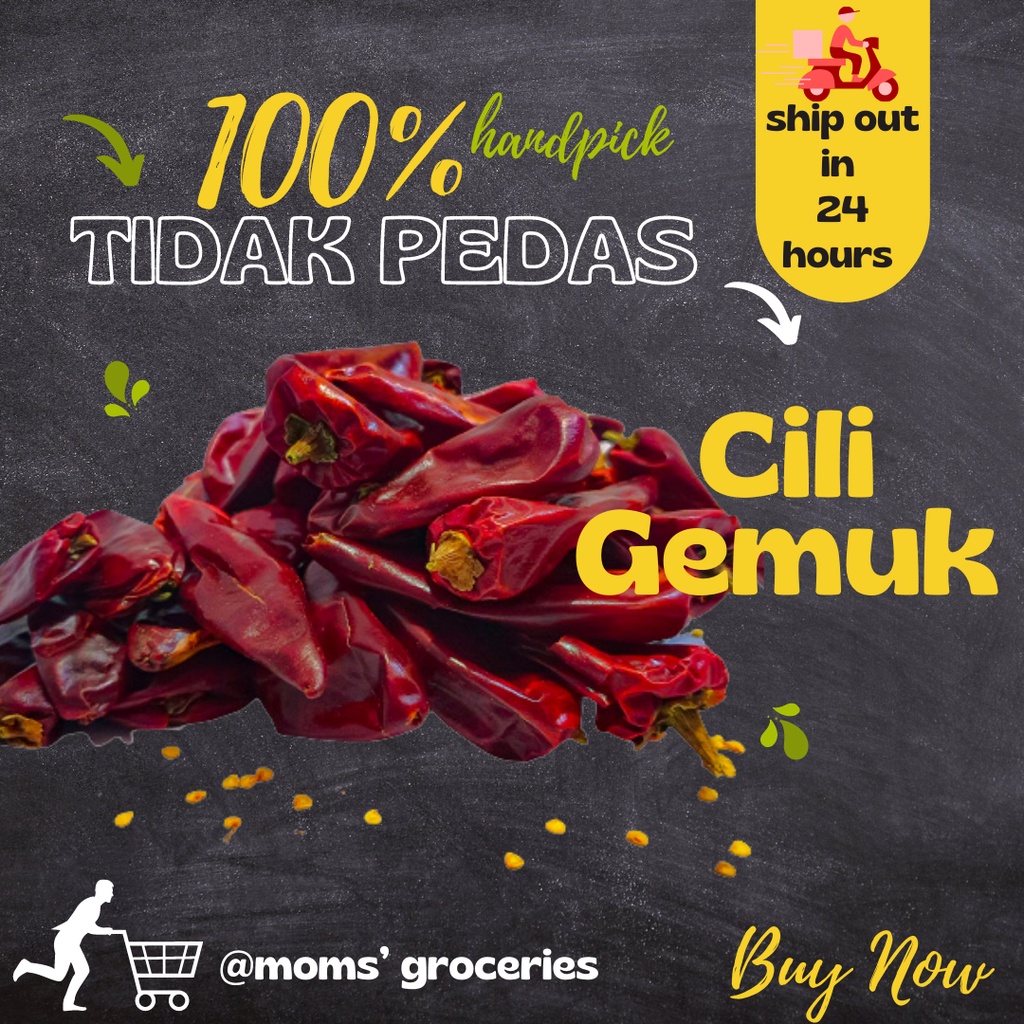 HOT ITEM! cili gemuk/cili kering tak pedas/cili kering tidak pedas/lada ...