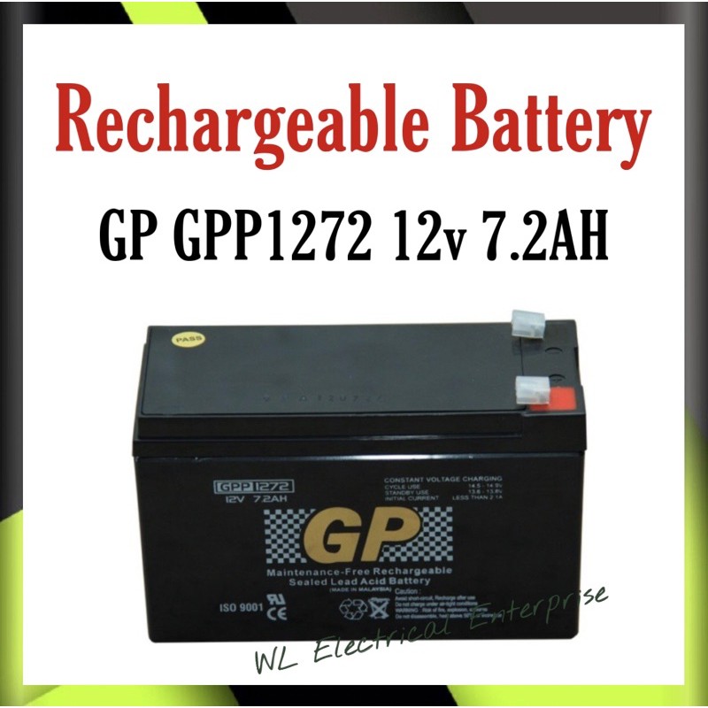 [Original] GP #GPP1272 12V 7.2AH #Rechargeable Sealed Lead Acid Battery ...