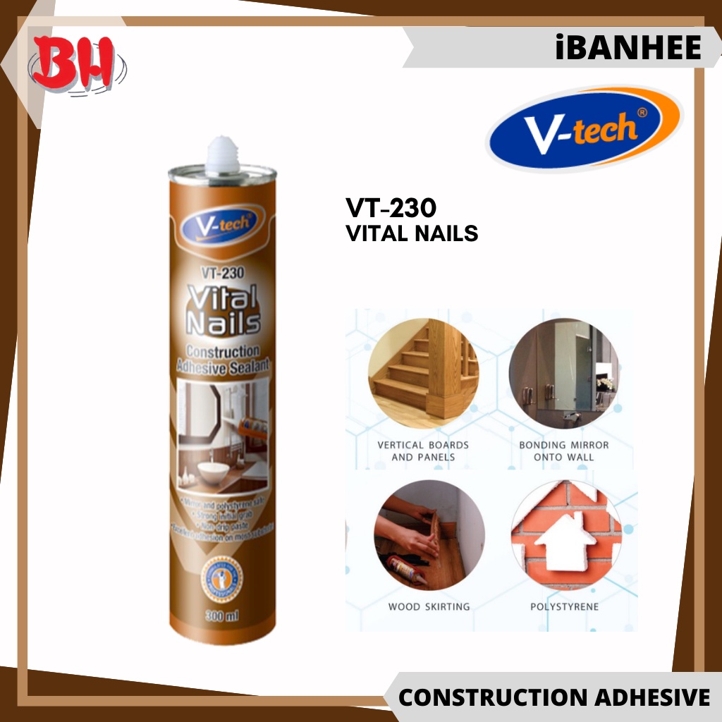 [iBH] V-TECH VT-230 VITAL NAILS - CONSTRUCTION ADHESIVE SALANT 300ML (BROWN) | Shopee Malaysia