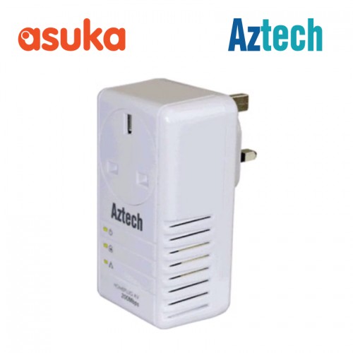 Aztech HL110EP 200Mbps HomePlug AV Ethernet Adapter with AC Pass ...