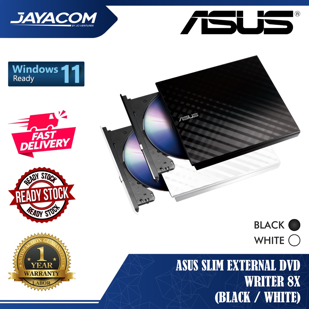 Asus Slim External DVD Writer 8X (Black / White) | Shopee Malaysia