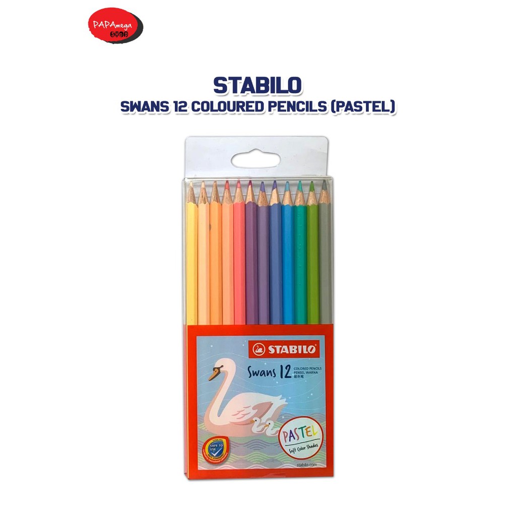 STABILO SWANS 12 COLOURES PENCILS (PASTEL) | Shopee Malaysia