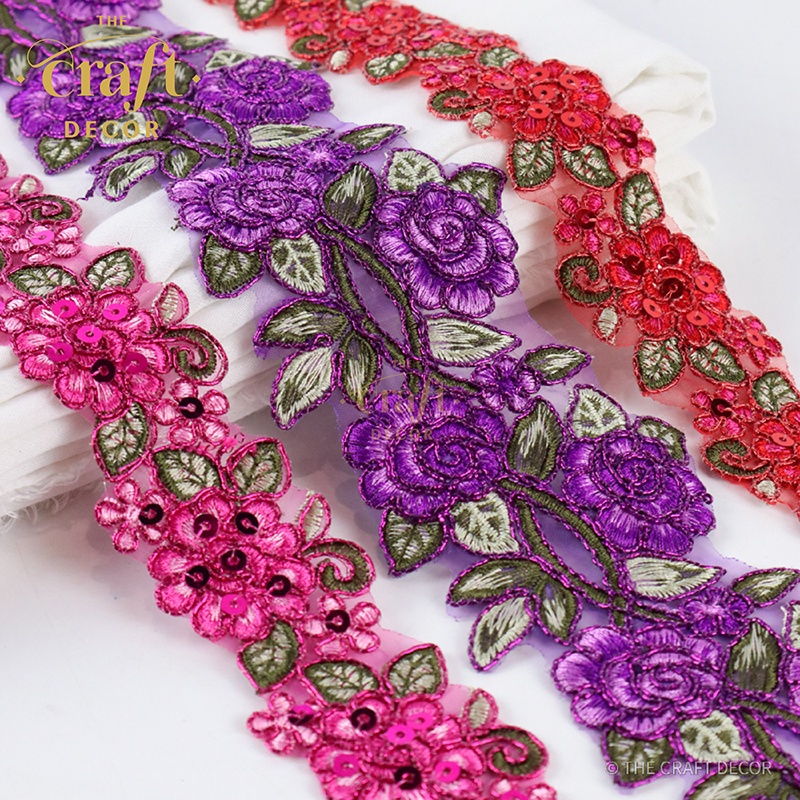 The Craft Decor Border Lace With Sequins*Jual Meter | Lace Mewah ...