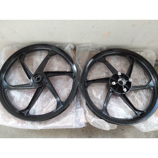 SPORTRIM 6 SPOKE SPORT RIM 6 BATANG CAST WHEEL FRONT REAR SET BLACK HITAM RIM YAMAHA 125Z Y125Z ...