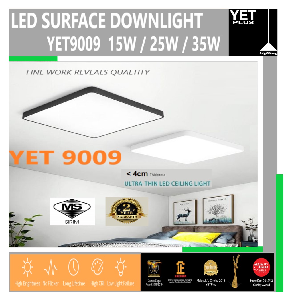 YETplus Lampu LED Downlight YET 9009 Square High Quality Surface SIRIM ...