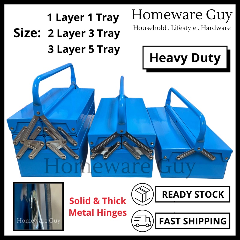(HOMEWARE GUY 16'') Heavy Duty Solid Metal Tool Box Cantilever Metal ...