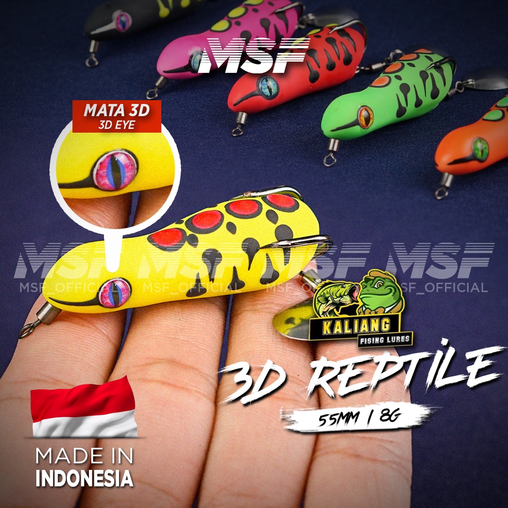 [MSF] Kaliang Lure 3D Reptile Soft Frog Indonesia | 5.5cm / 8g | Haruan ...