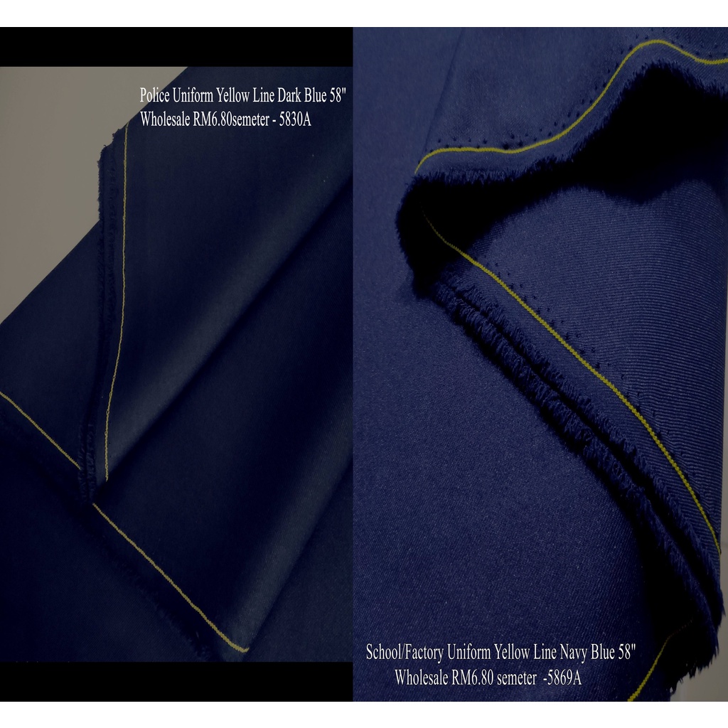 Kain Uniform Polis Line Kuning Dark Blue & School/Factory Uniform ...