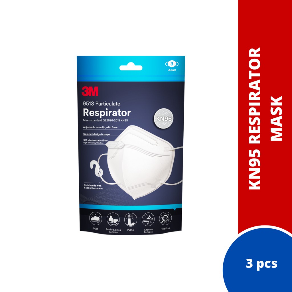 3M Respirator KN95 9513 Face Mask (3 pcs) | Shopee Malaysia