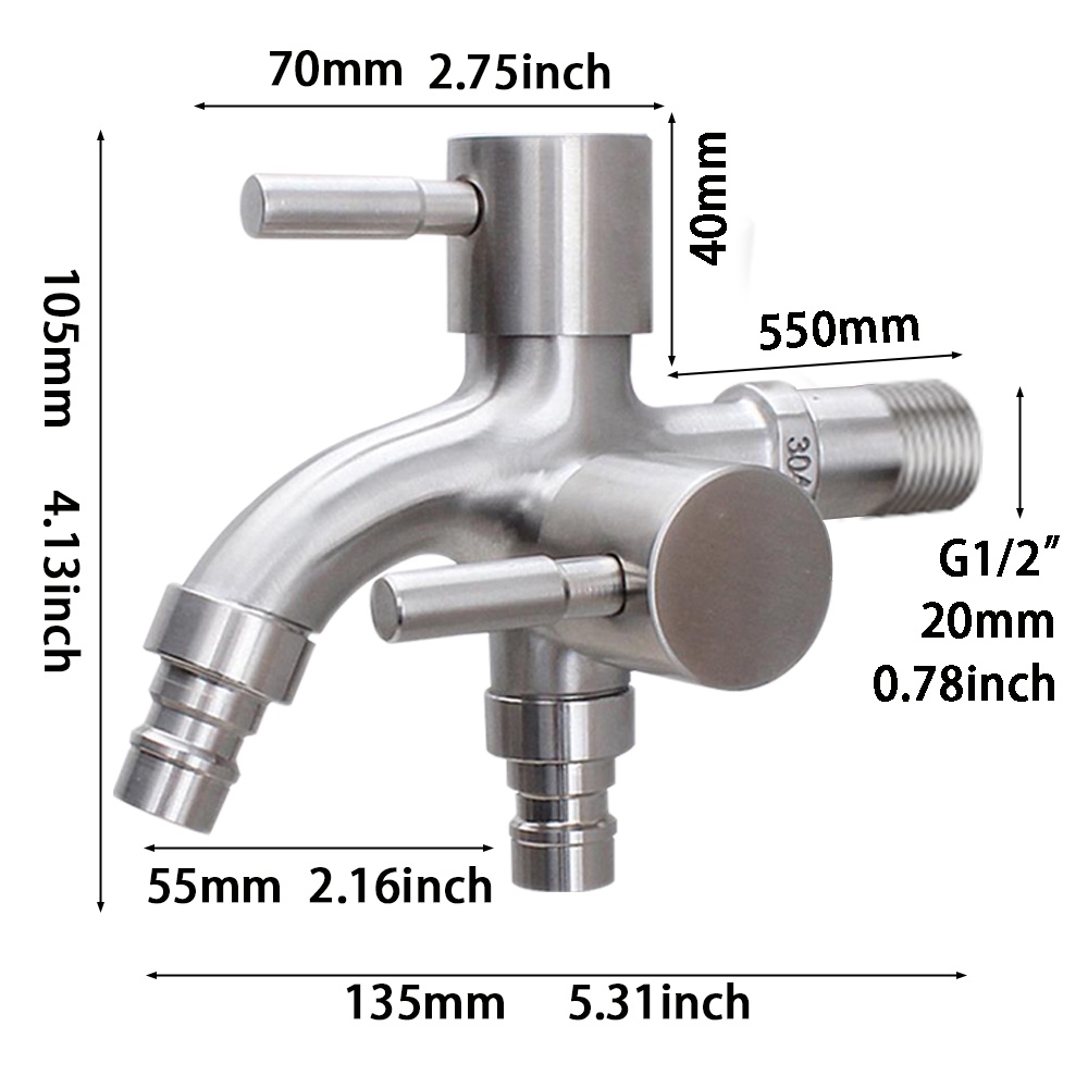 304 Stainless Steel Double Tap Multifunctional Stainless Steel Tap Two ...