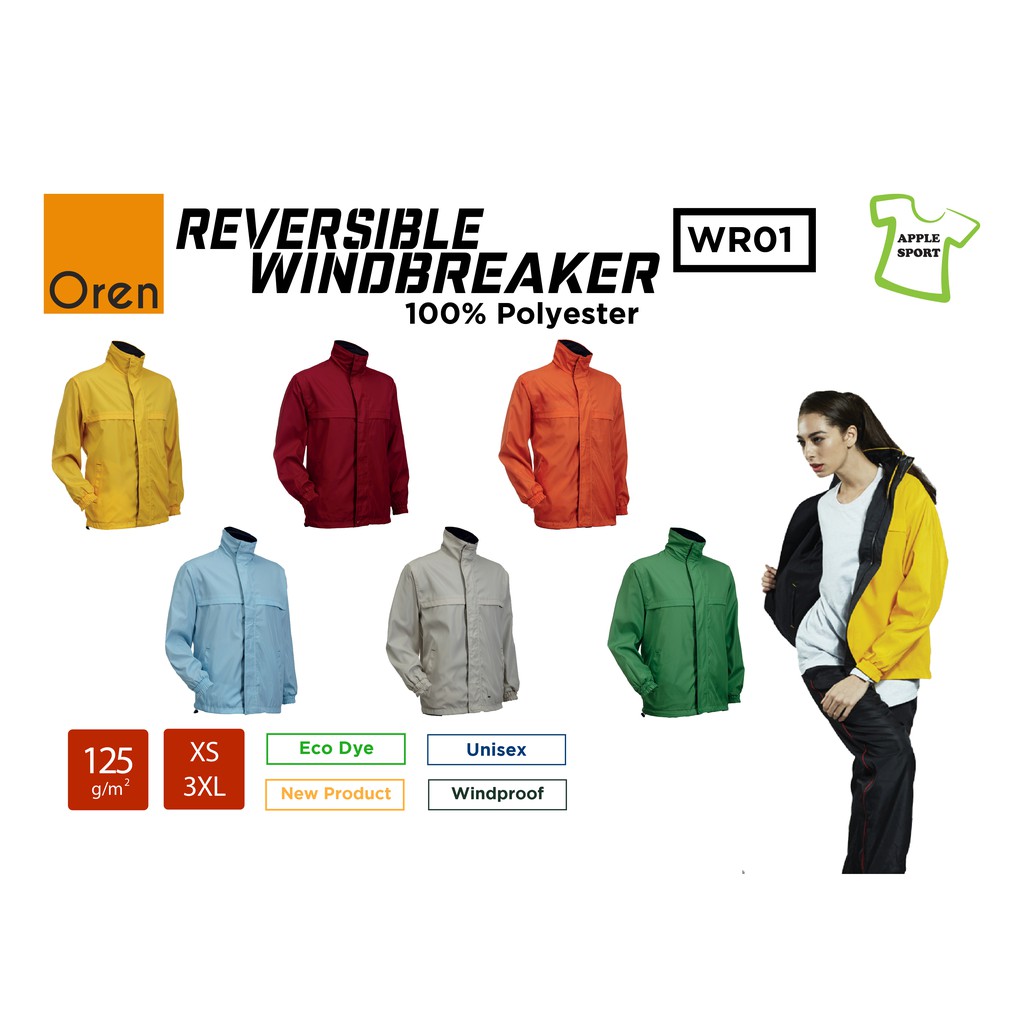 Oren Sport Reversible Windbreaker (UNISEX) Jacket - WR01 | Shopee Malaysia